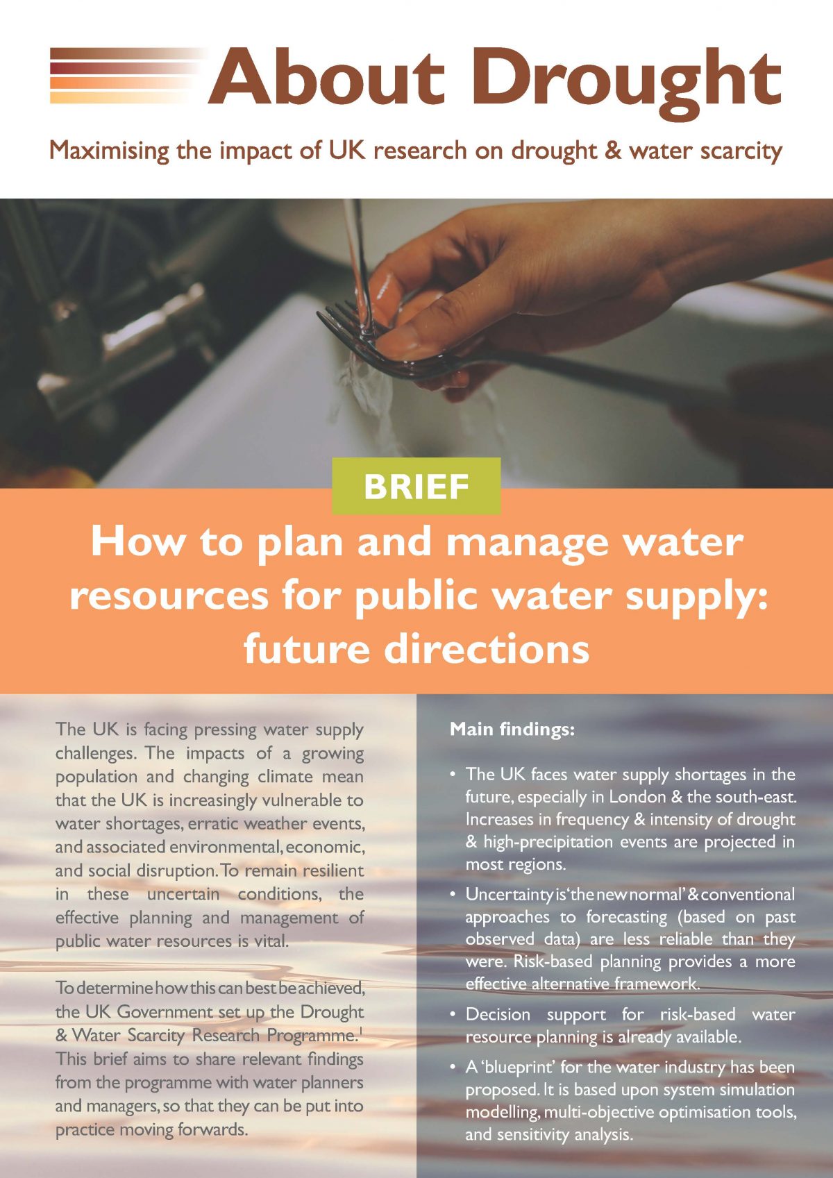 About Drought briefing note 2: How to plan and manage water resources ...